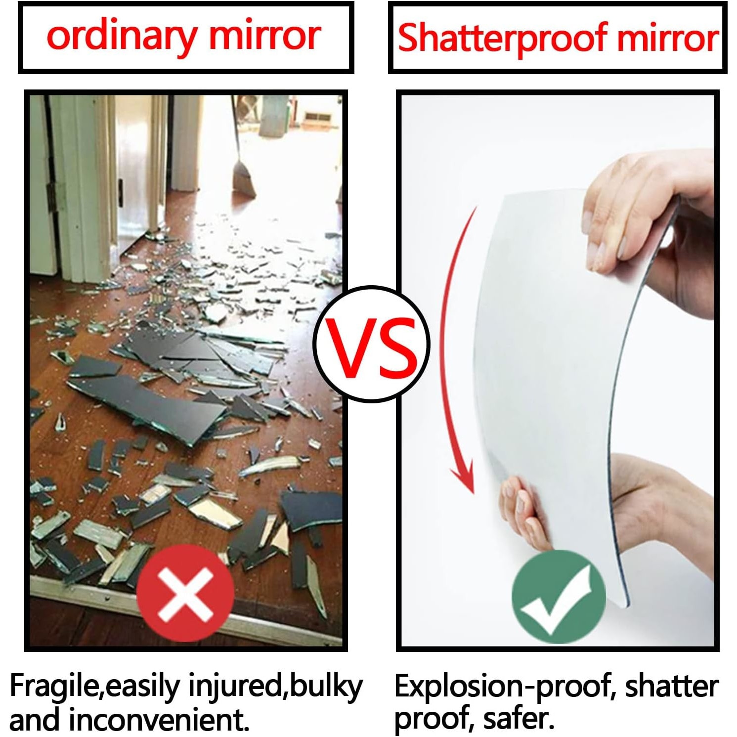 Комплект от 4 броя огледални стикери за стена, MunDeir, 30 х 30 см ...