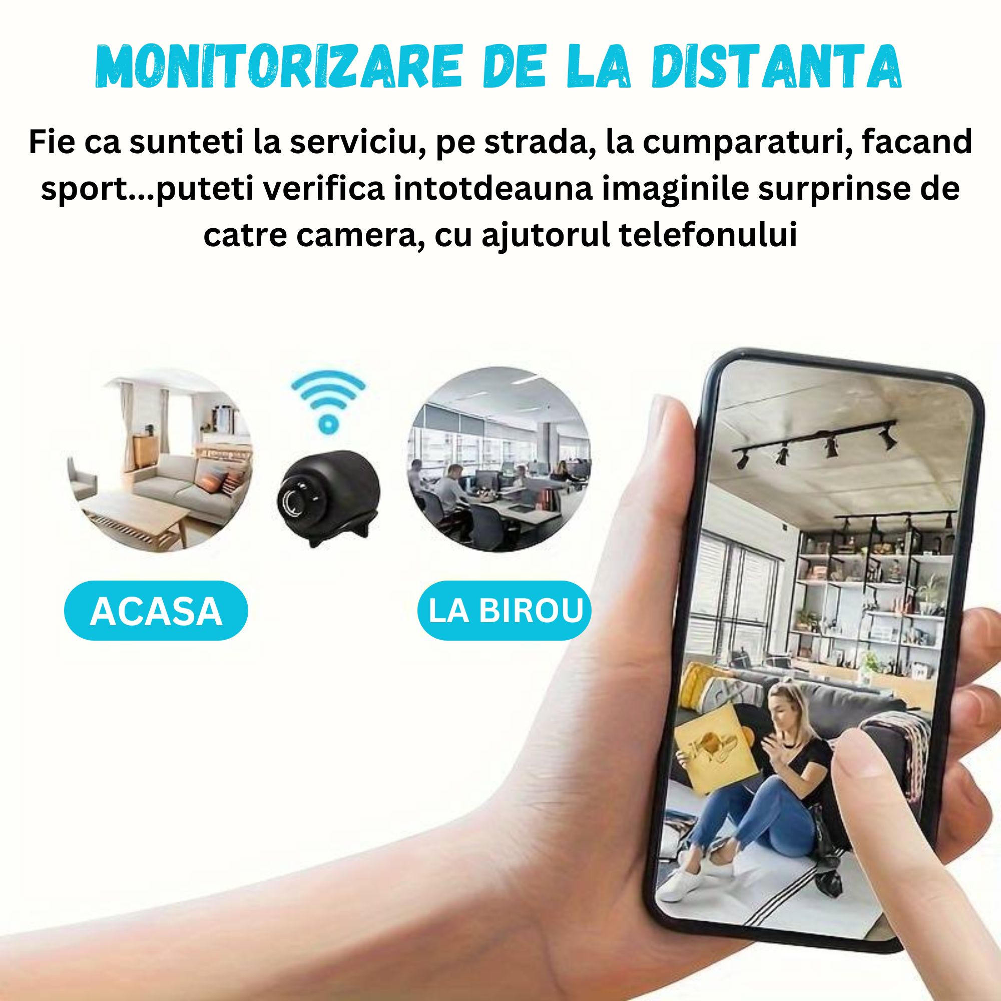 Camera Spion Wireless Mini, Calitate Full HD 1080p, Functie Audio-Video ...