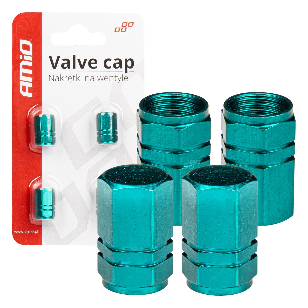 Set 4 capacele auto din aluminiu pentru ventil, Turcoaz - eMAG.ro