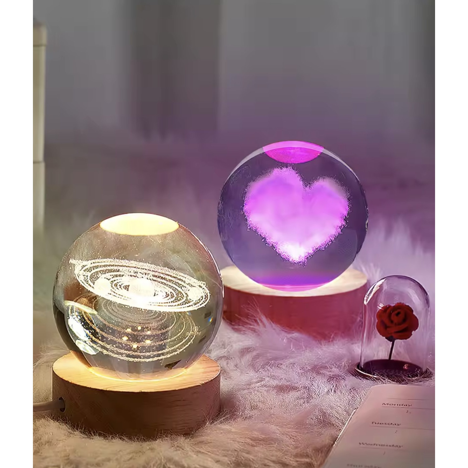 Lampa de birou, 3d Art Crystal, LED, RGB, I Love You, telecomanda ...