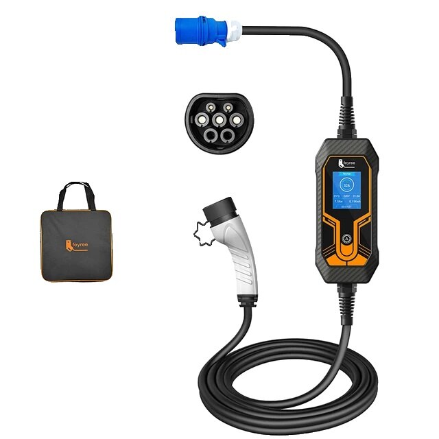 Statie de incarcare portabila pentru vehicule electrice, 32A 7KW, ecran ...
