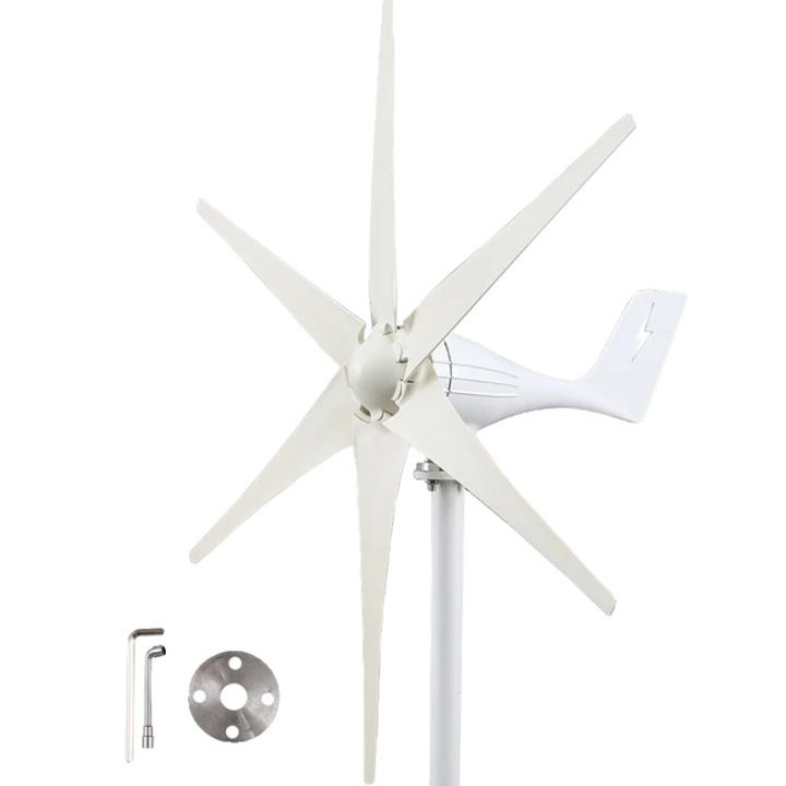 Turbina eoliana, 6 palete, design rezistent la intemperii, 3000W, Alb ...