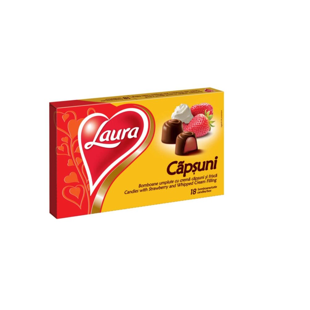 Bomboane cu Crema de Capsuni si Frisca Laura, 140 g - eMAG.ro
