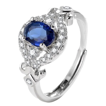 Inel safir, zircon, aur alb 18k, dimensiune reglabila - eMAG.ro