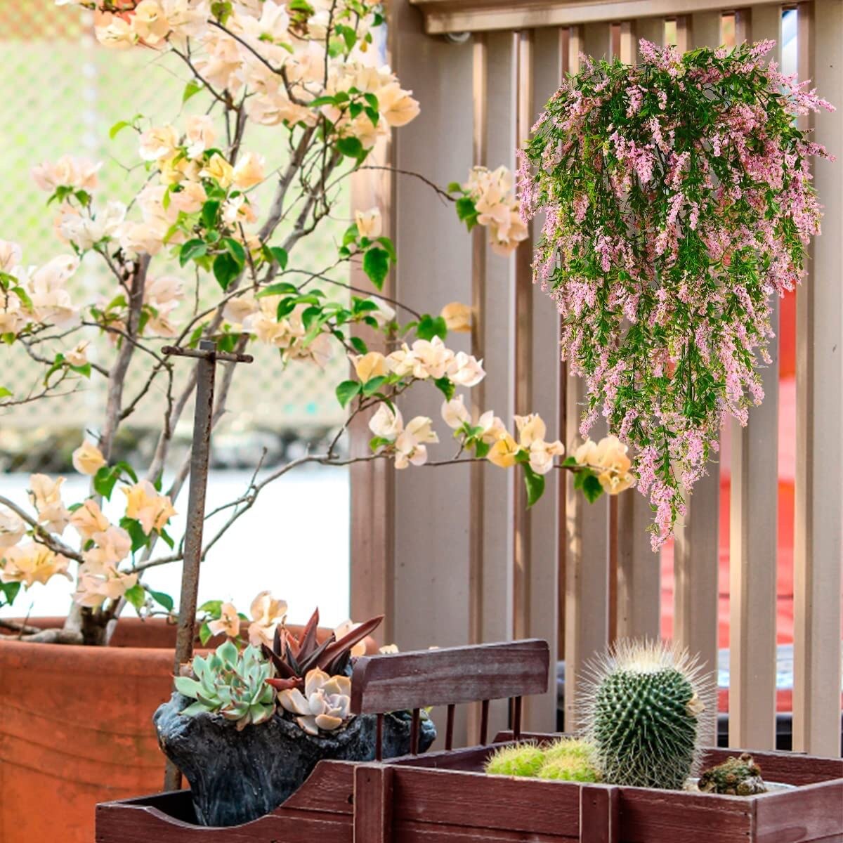 Set 2 flori artificiale decorative, MunDeir, Plastic, 55cm, Roz - eMAG.ro