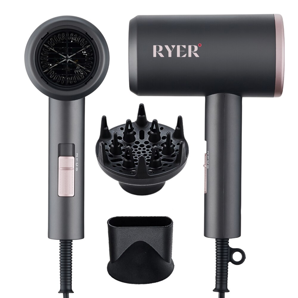 Uscator de par RYER cu difuzor, Ionizare, 1800W, 3 setari temperatura ...