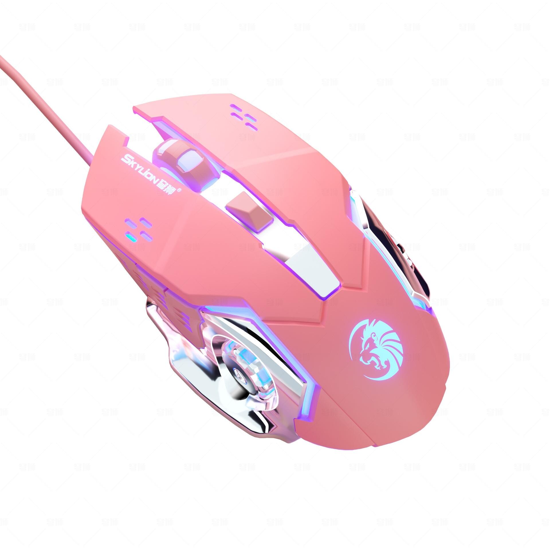 Mouse ergonomic, Plastic, Iluminare RGB, Functie silentioasa, Roz - eMAG.ro