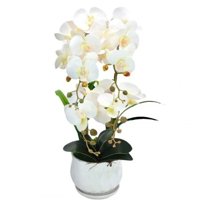 Orhidee artificiala alba in ghiveci, 60 cm - eMAG.ro