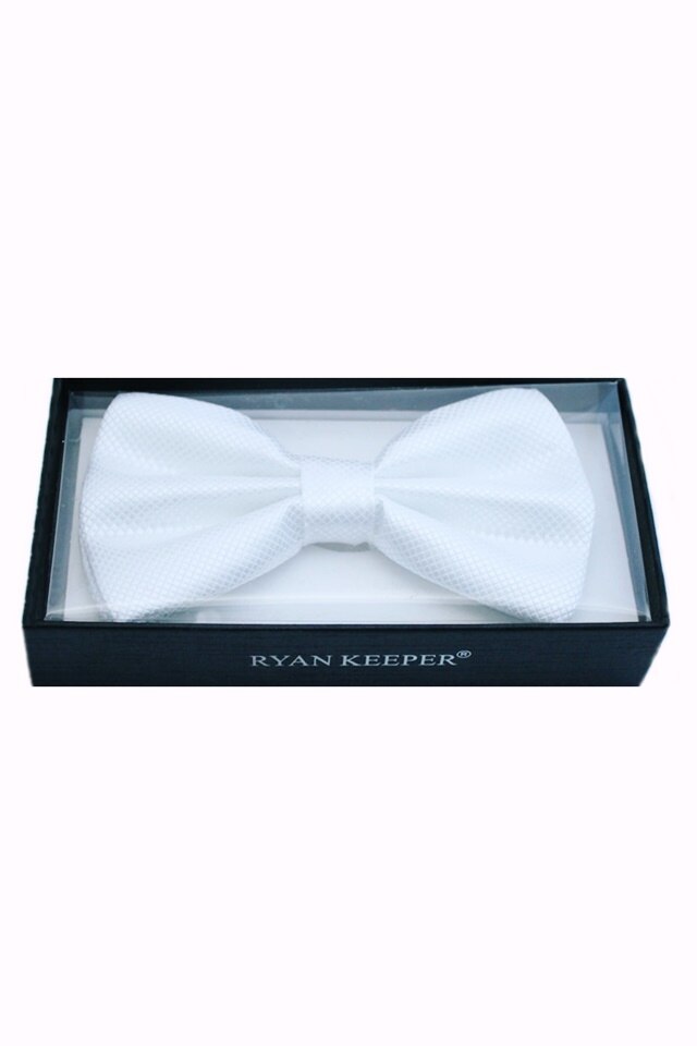 Set papion si batista pentru sacou, alb, 12 x 6.5 cm, Ryan Keeper - eMAG.ro