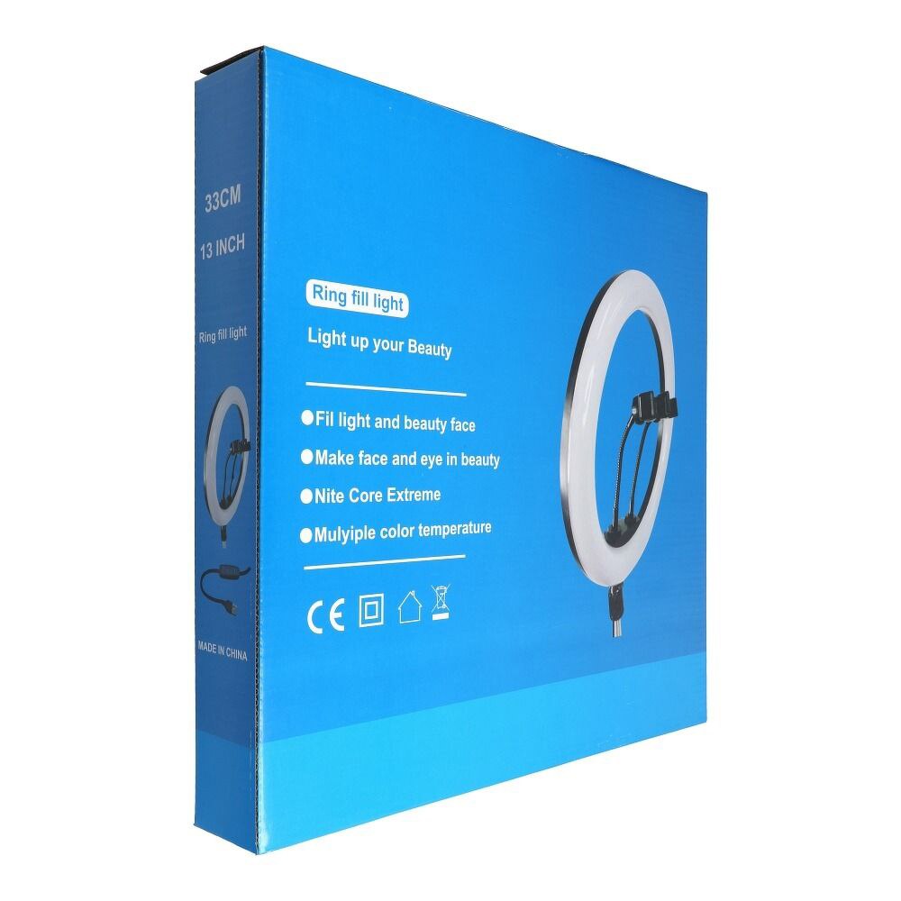 Светлинен пръстен за селфи пръстен, държач за телефон, G-Tech LJJ-33, диаметър 33 см, алуминиева ...