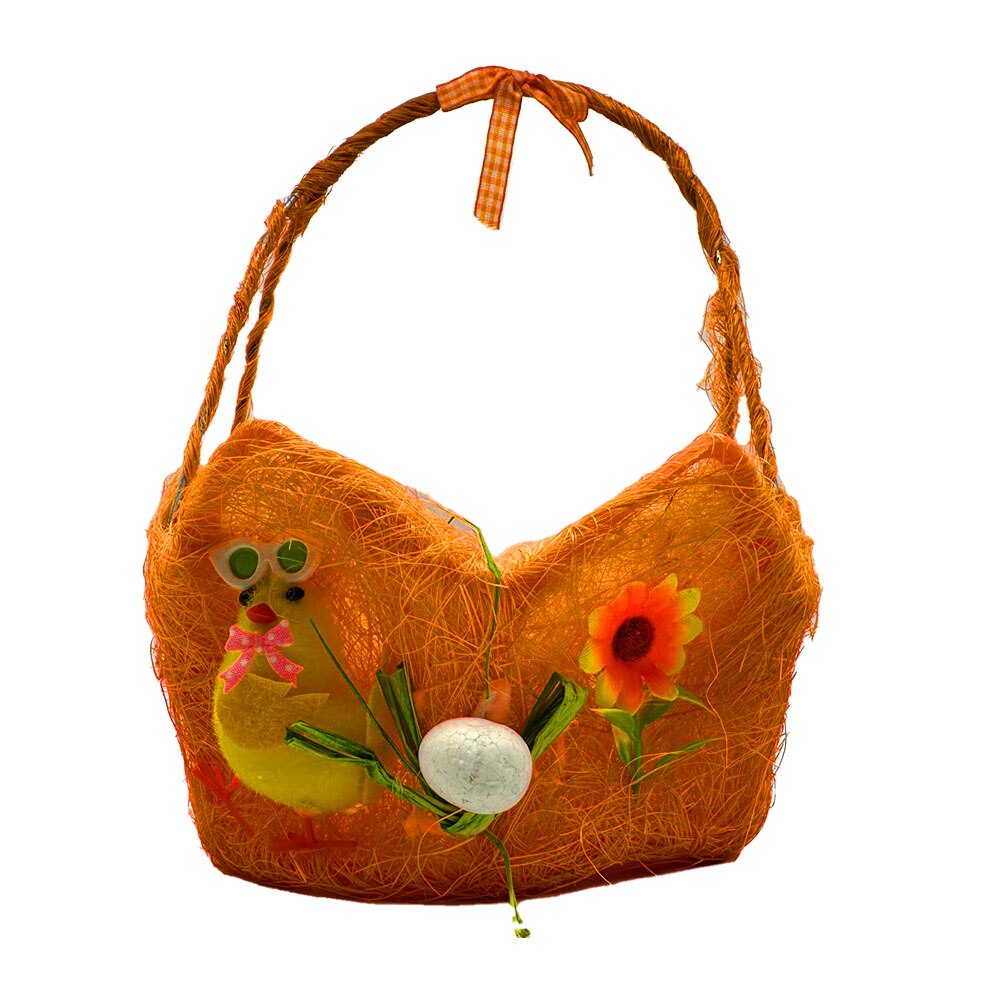 Cosulet de Paste cu toarta din iarba portocalie ornamentala, cu ...