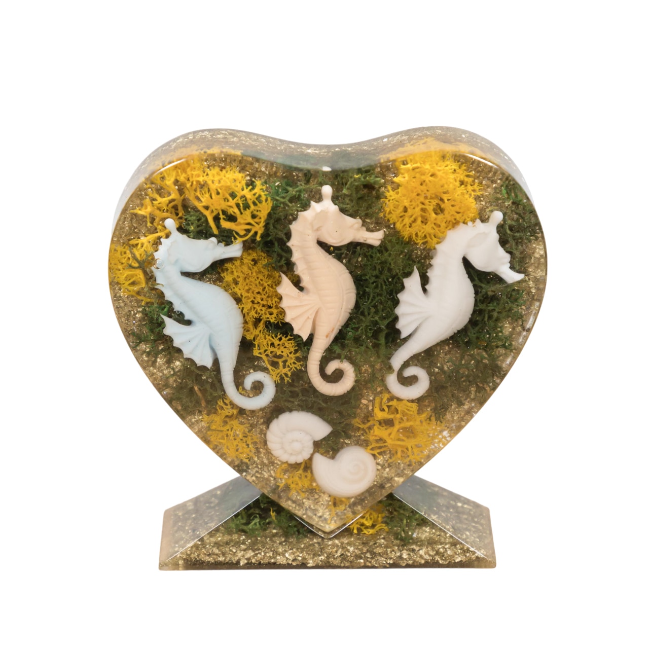 Inima + suport cu licheni si caluti de mare 100x102x19mm - eMAG.ro