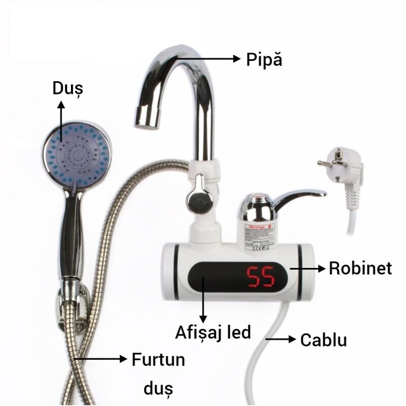 Robinet Electric EMATTERIO® Cu Dus, Pentru Incalzit Apa Instant, Cu ...