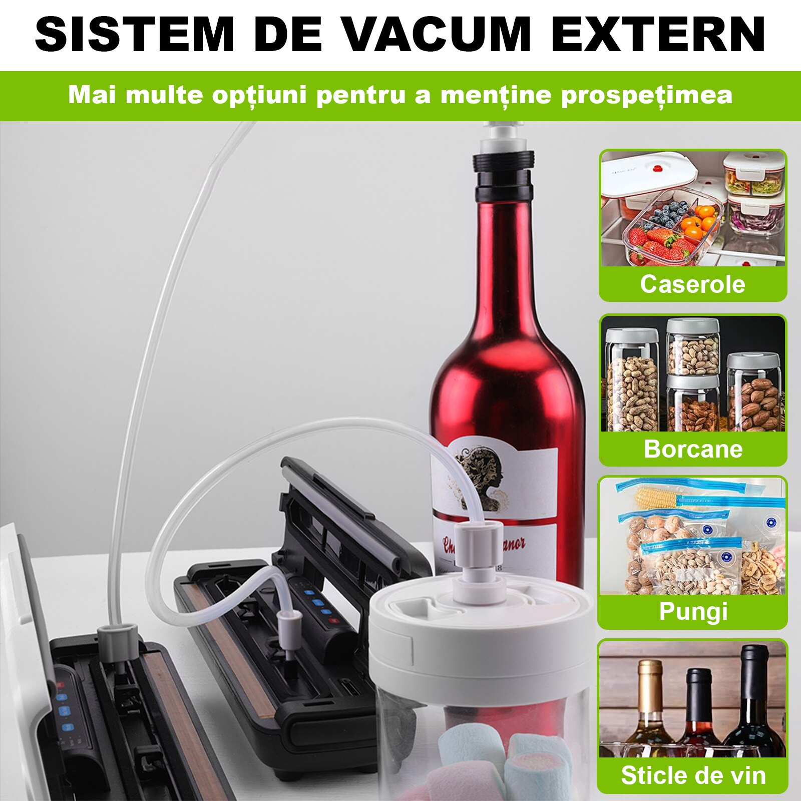 Aparat de Vidat si Sigilat Alimente Novary®, Portabil, 3 Moduri Vidare ...