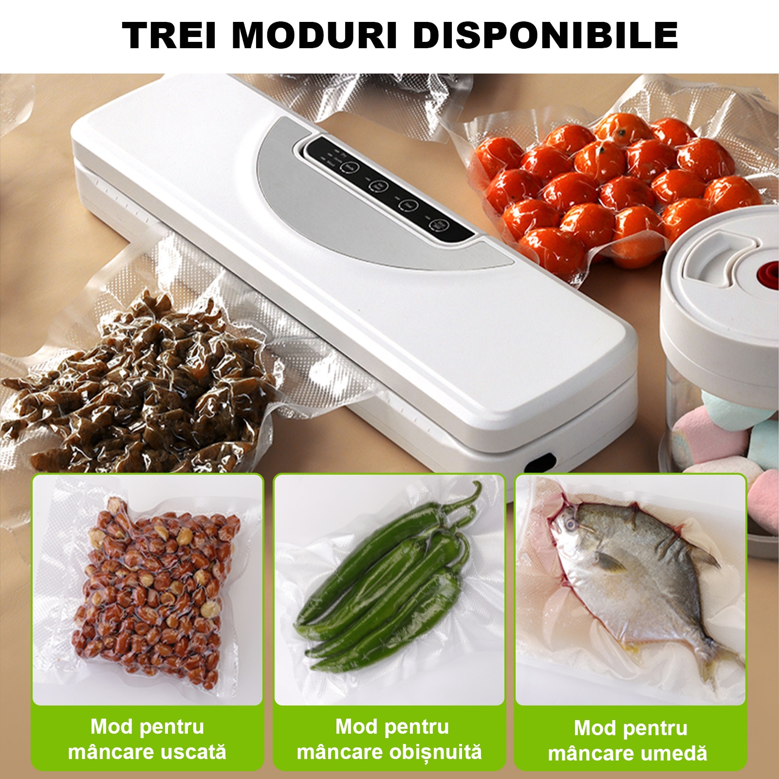 Aparat de Vidat si Sigilat Alimente Novary®, Portabil, 3 Moduri Vidare ...