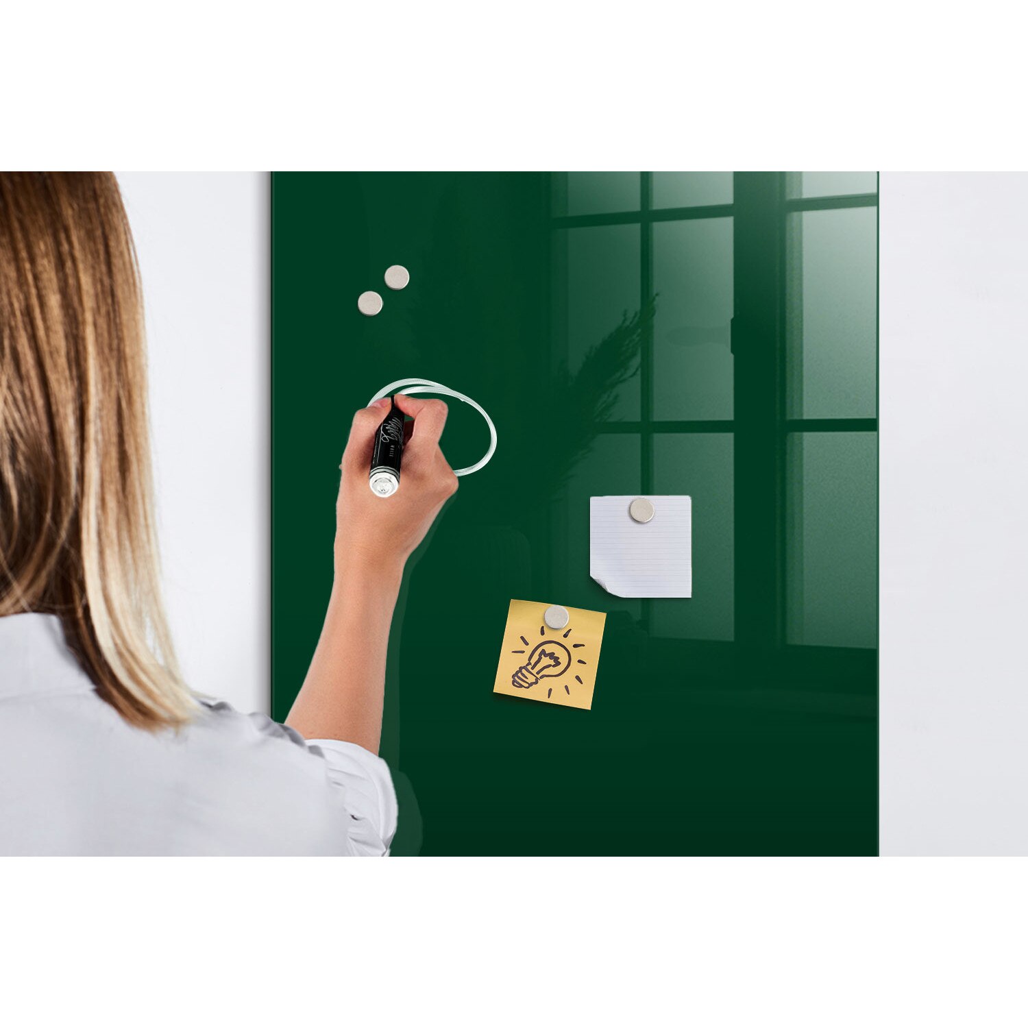 Tabla magnetica, Coloray, Verde, 60 x 120 cm, Magneti, Marker alb ...