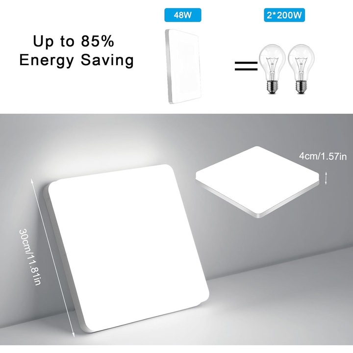 Plafoniera Cu Led, Goeco, 48w, 220v, Lumina alb, Diametru 30 cm, IP44 ...