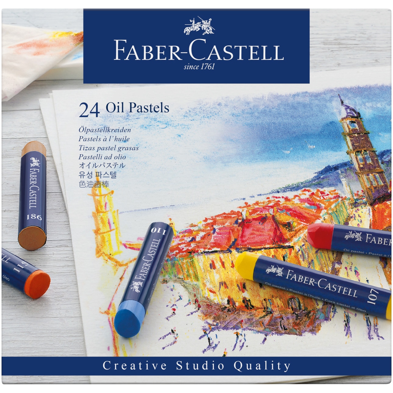 Creioane ulei pastel Faber-Castell, 24 culori/set - eMAG.ro