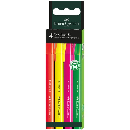 Textmarker Faber-Castell 38, cutie carton, 4 buc/set - eMAG.ro