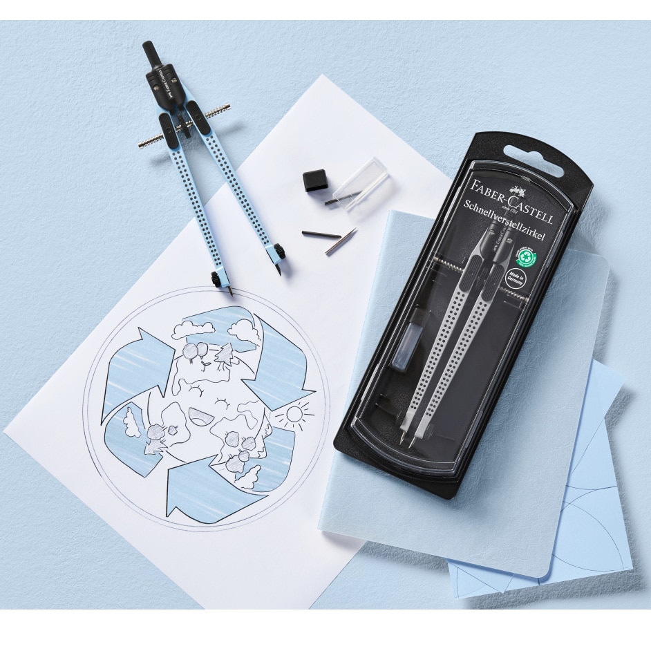 Compas Faber-Castell Quick-Set Grip, bleu sky - eMAG.ro