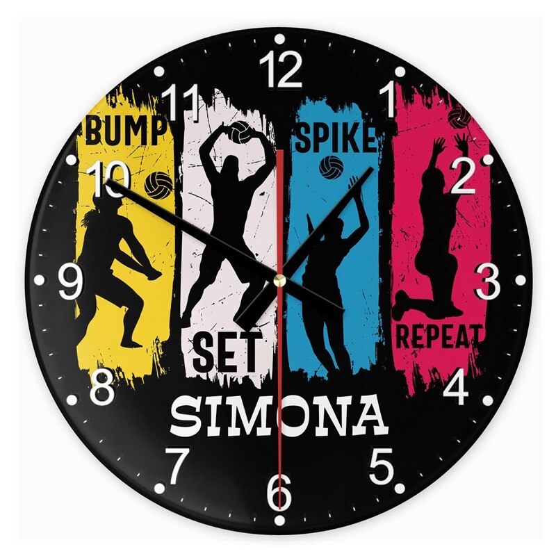 Ceas circular din sticla, Mobiltokguru, Multicolor, 20cm, Model Volei ...