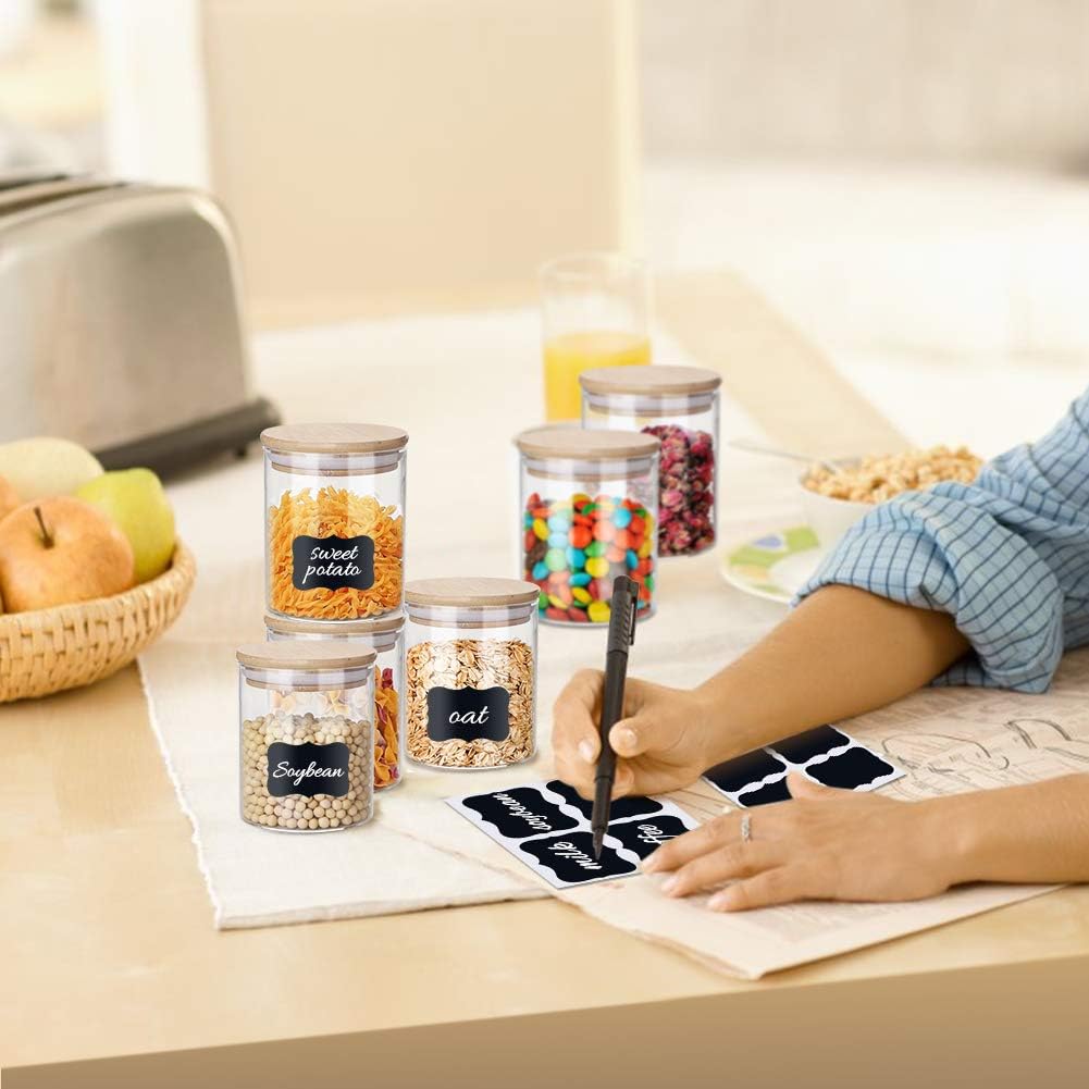 Set 10 recipiente depozitare alimente cu capac ermetic din bambus, pentru depozitarea ...