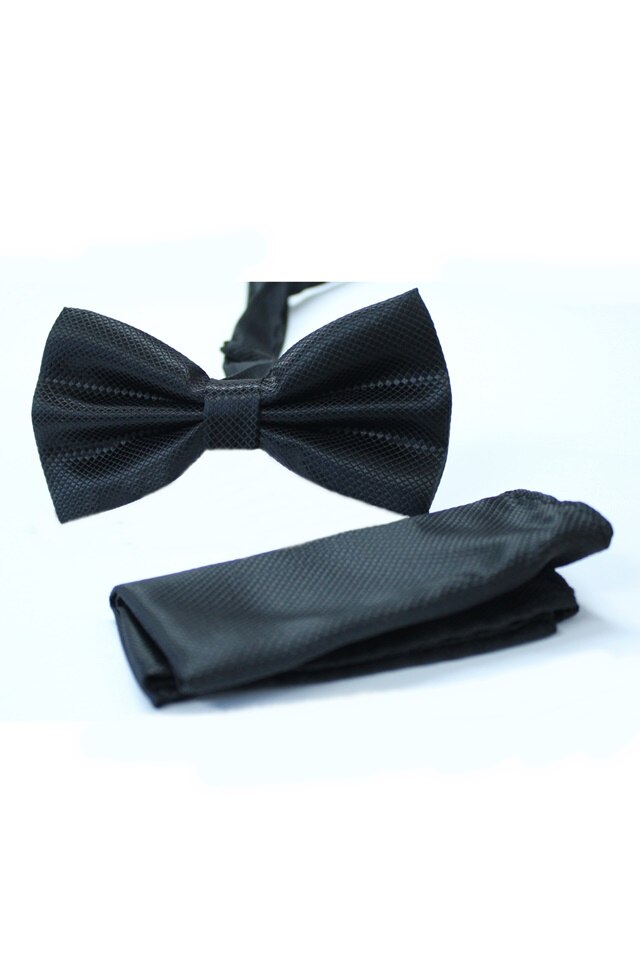 Set papion si batista pentru sacou, negru, 12 x 6.5 cm, Ryan Keeper ...