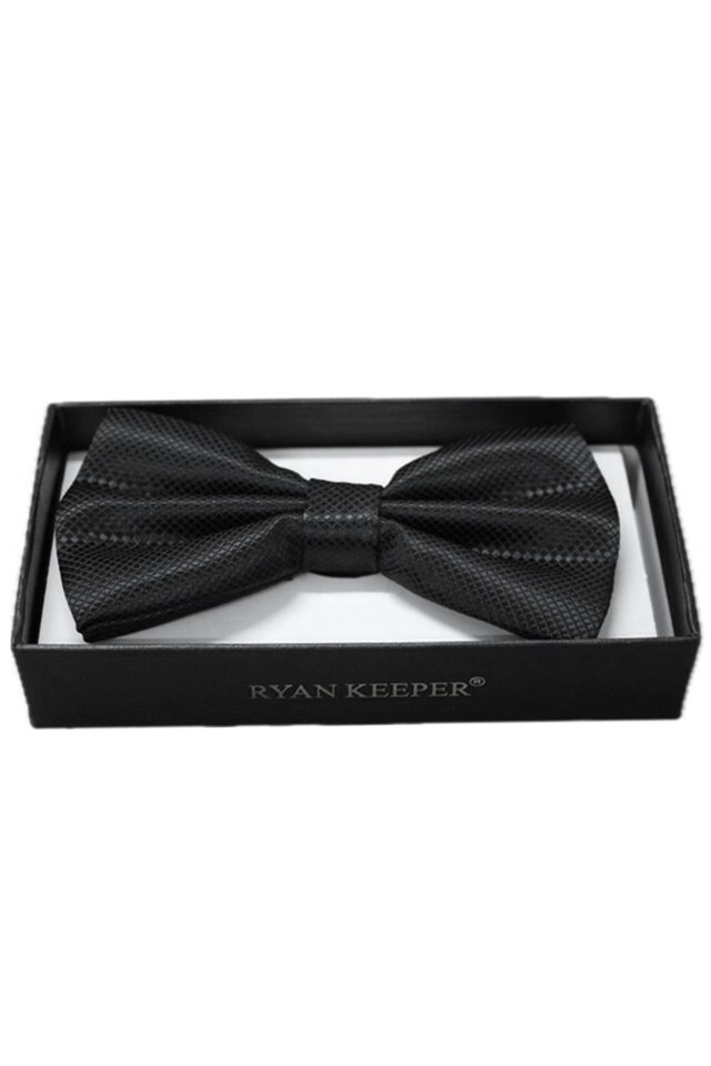 Set papion si batista pentru sacou, negru, 12 x 6.5 cm, Ryan Keeper ...