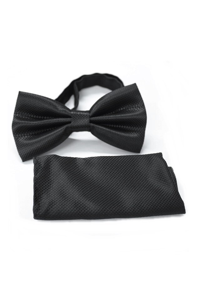 Set papion si batista pentru sacou, negru, 12 x 6.5 cm, Ryan Keeper ...