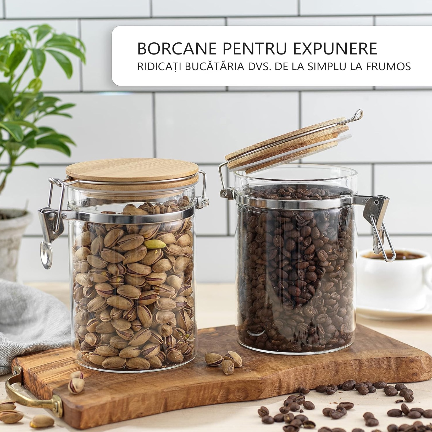 Set 2 borcane pentru depozitare, Wacorresi, Sticla, Transparent ...
