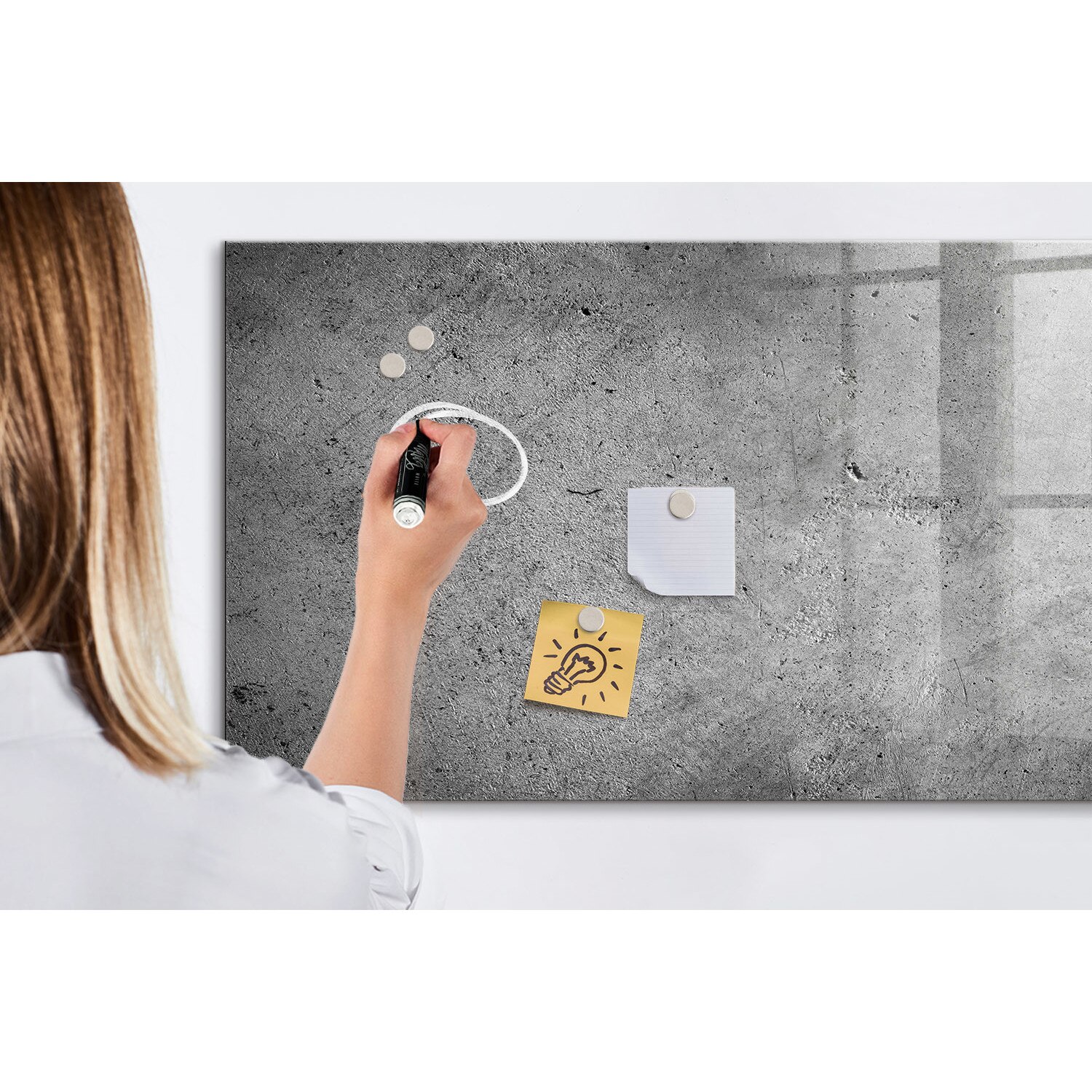 Tabla magnetica, Coloray, Perete industrial, Gri, 120x60 cm, Marker alb ...