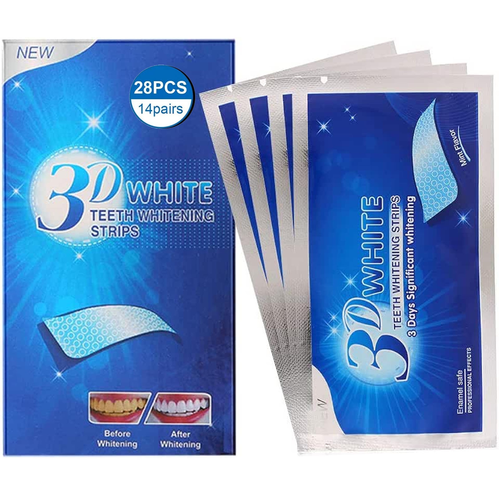 Set tratament benzi albire dinti cu gel, Axroad Mall, 3D White, Cutie ...