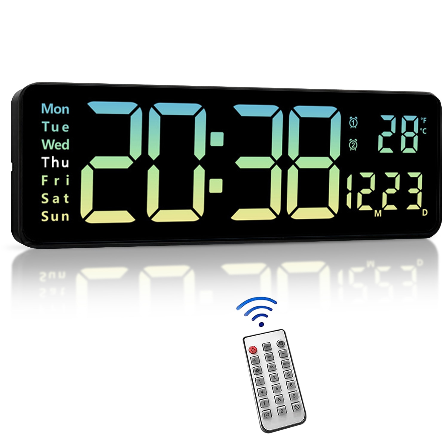 Ceas Digital de Perete cu Led, SDLOGAL, Ecran mare de 16 inchi cu ...