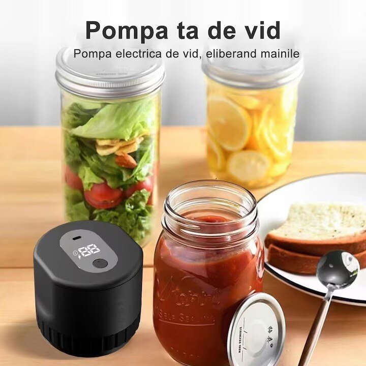 Set Aparat de vidat alimente, portabil, USB, Negru - eMAG.ro