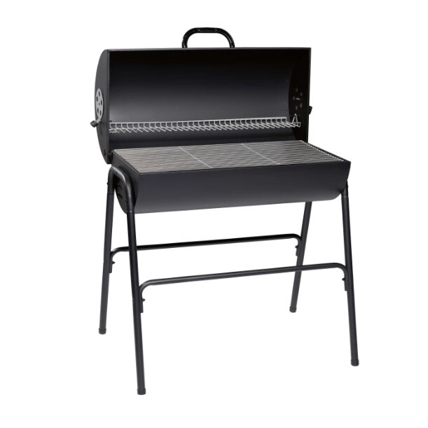 Gratar pe carbune de gradina cu capac, cilindric, metal, 60x95x79 - eMAG.ro