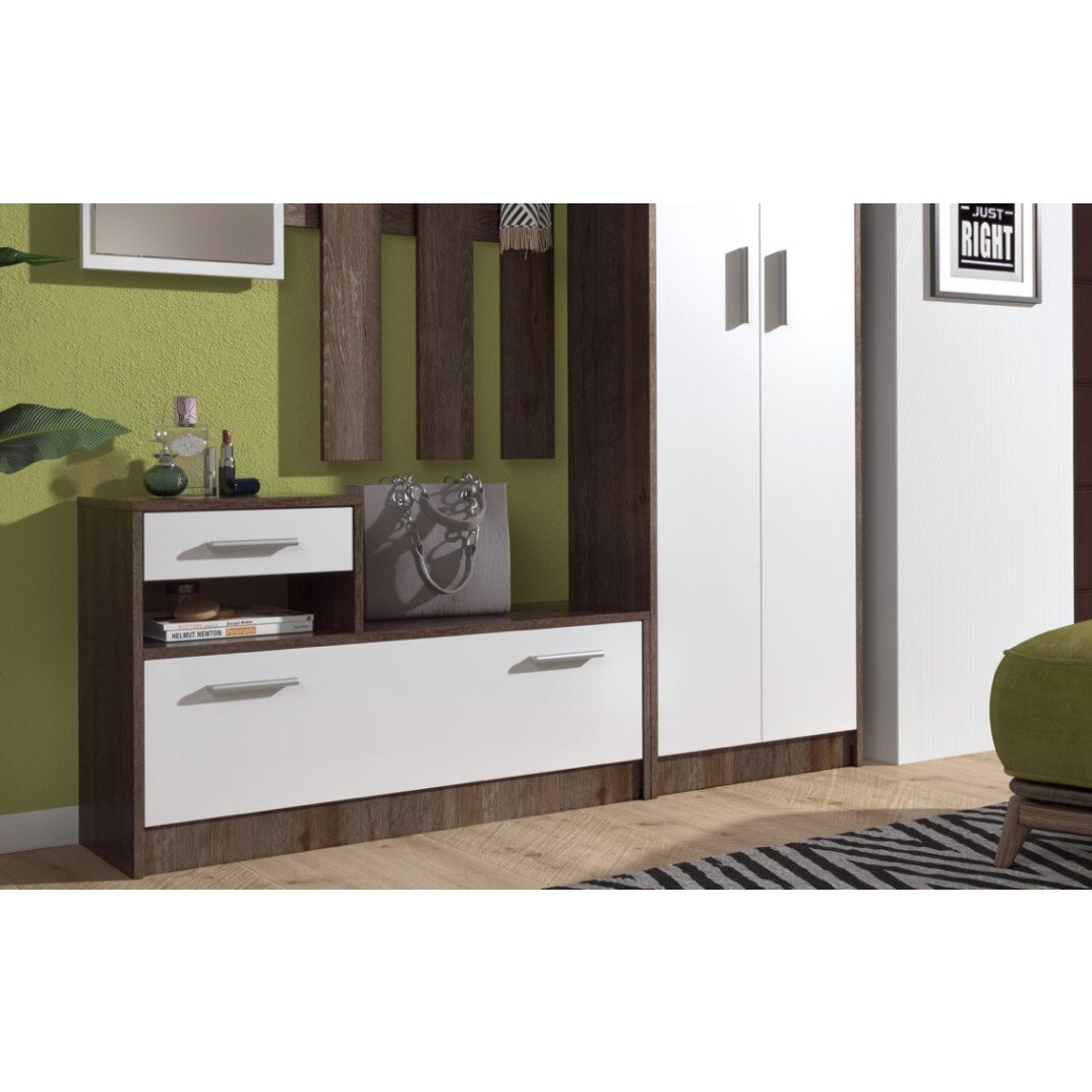 Cuier Praga Wenge Si Alb 155 x 190 x 27 cm - eMAG.ro