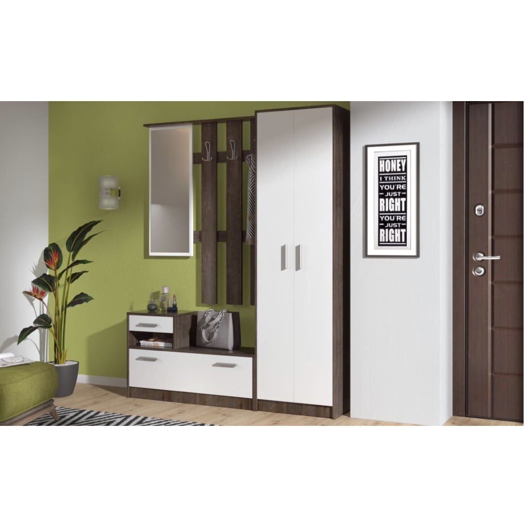 Cuier Praga Wenge Si Alb 155 x 190 x 27 cm - eMAG.ro