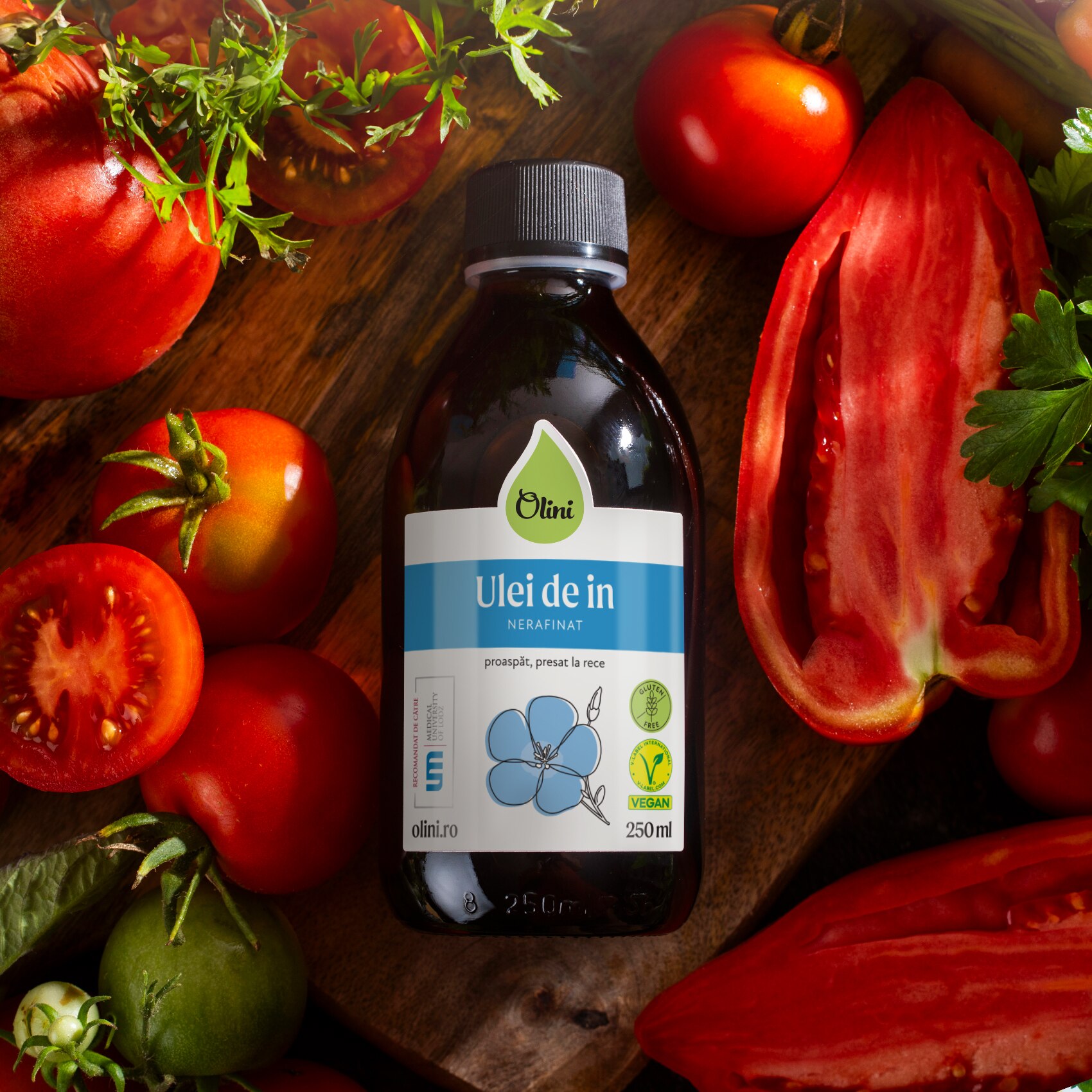 Ulei de in Olini - presat la rece, natural, pur, sanatos 1 L - eMAG.ro