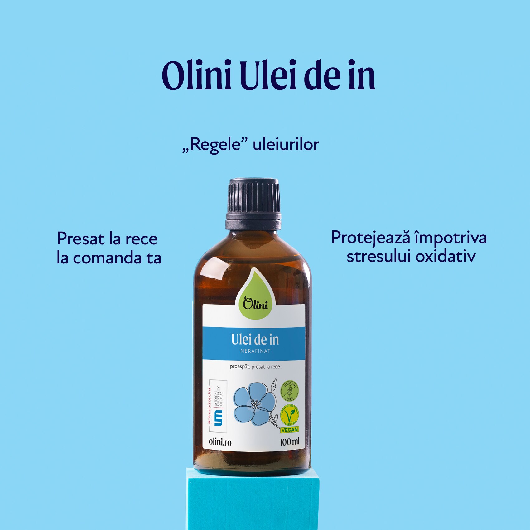 Ulei de in Olini - presat la rece, natural, pur, sanatos 1 L - eMAG.ro