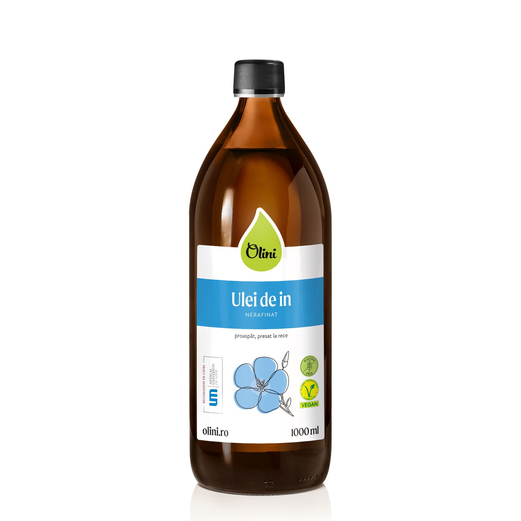 Ulei de in Olini - presat la rece, natural, pur, sanatos 1 L - eMAG.ro