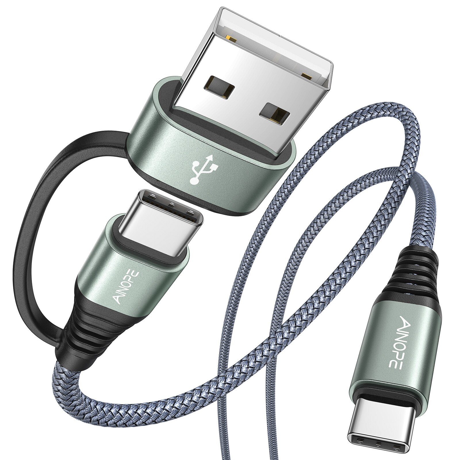 Cablu USB - Type C - Type C Ainope® 3.1A, 60W, Nylon, Fast Charge ...