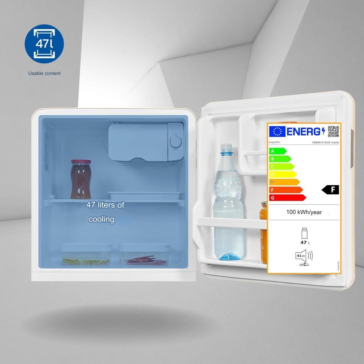 Mini frigider retro Exquisit, H 50 cm, capacitate 47 litri, ideal ...