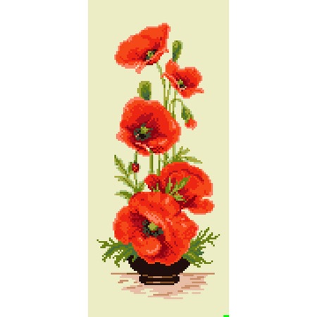 Goblen Ikebana cu maci rosii, Rogoblen - kit cu panza imprimata si ate ...