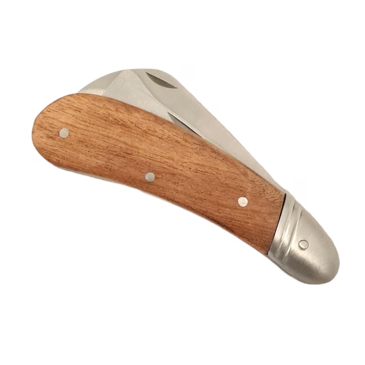 Cutit pentru altoit cu 2 lame, lama curbata si lama dreapta, maner lemn ...