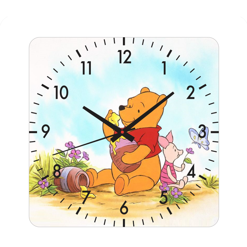 Стенен часовник Мечо Пух, безшумен, 48x48 см - eMAG.bg