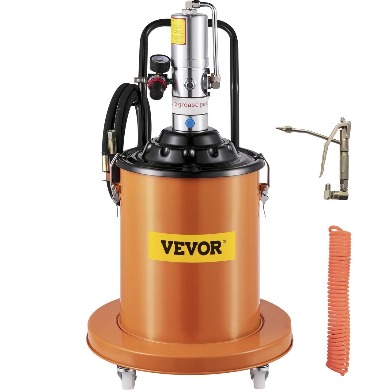 Gresor pneumatic Vevor 20 l, Otel, lungime furtun 4 m, debit 0.75 l/min ...