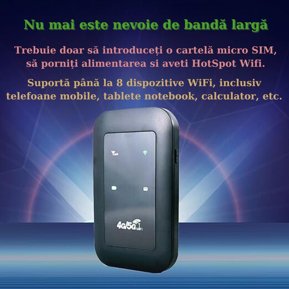 Modem Wireless Portabil De buzunar 4G/5G, Exaltus®, Router Wifi cu ...