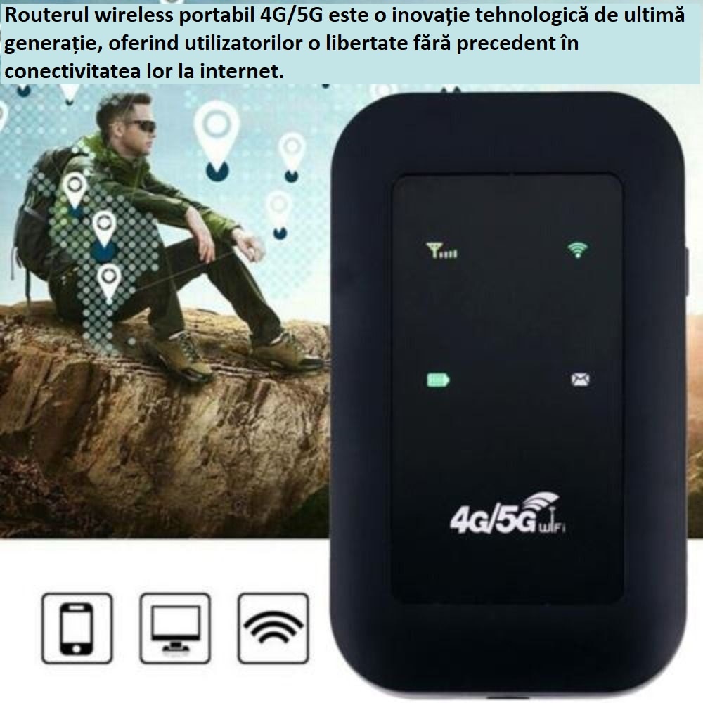 Modem Wireless Portabil De buzunar 4G/5G, Exaltus®, Router Wifi cu ...