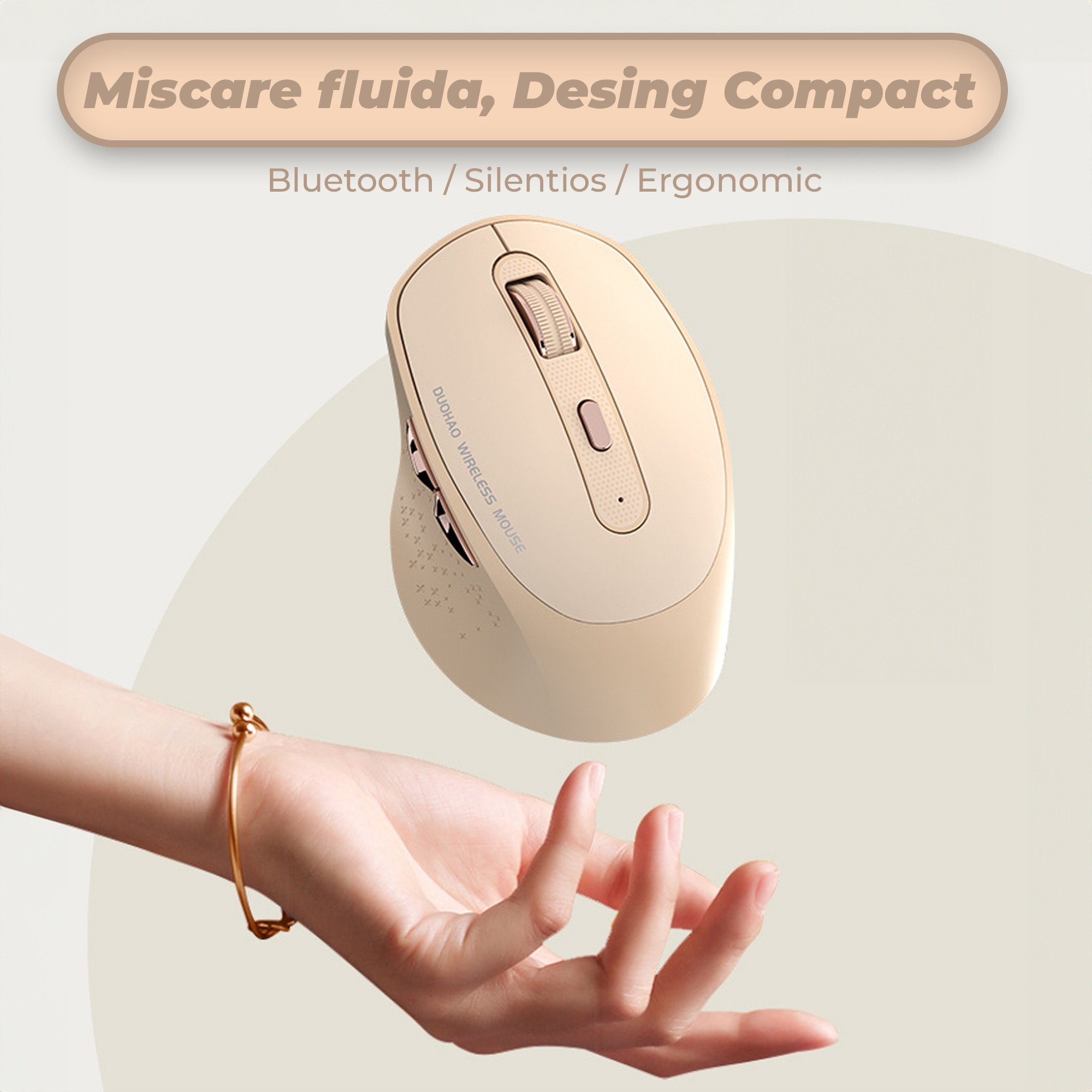 Mouse wireless Timebox, Ergonomic, FastCharge USB-C, 2.4 GHz, BT, 800 ...