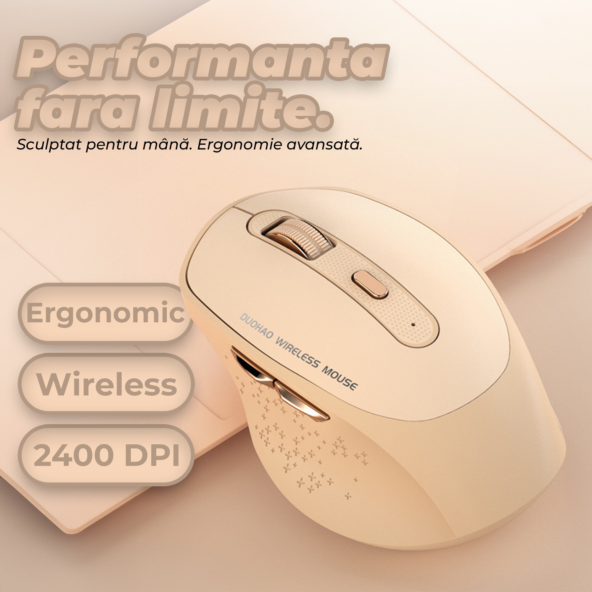 Mouse wireless Timebox, Ergonomic, FastCharge USB-C, 2.4 GHz, BT, 800 ...